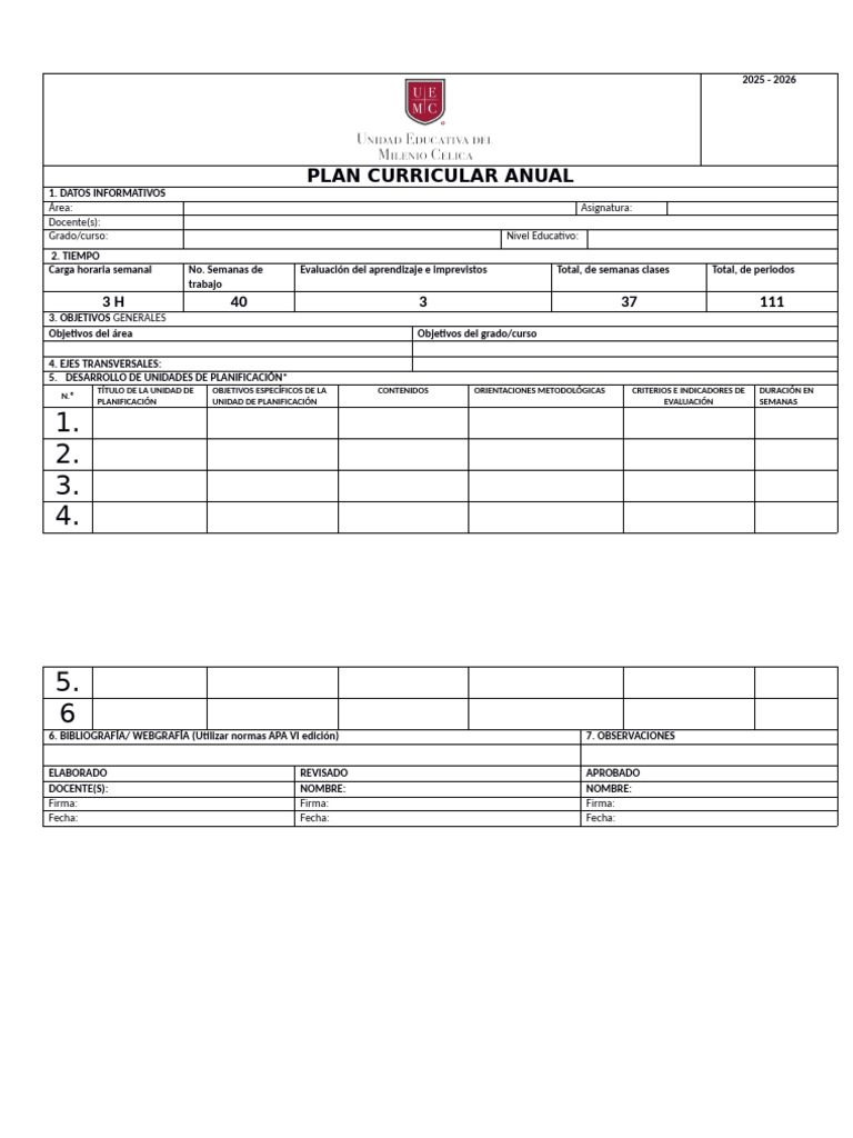 Formato Planificacion Anual | PDF