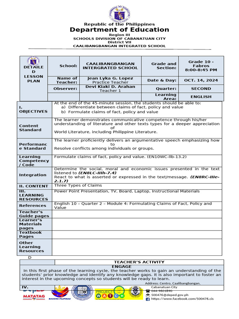 SDLP Grade 10 Final Demo | PDF | Learning | Teachers