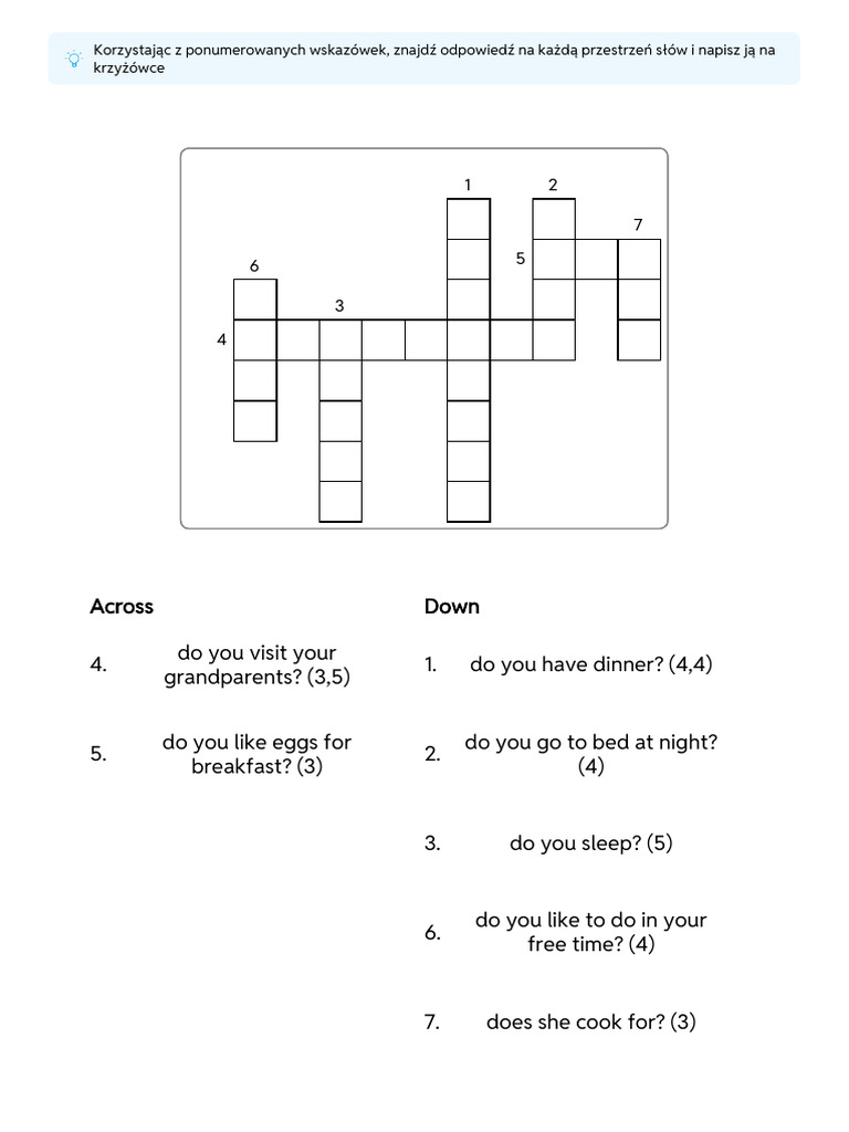 Present Simple WH Questions 2 Crossword | PDF