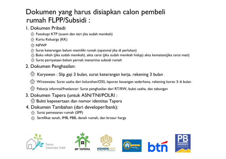 Persyaratan Sertifikat KPR FLPP | PDF