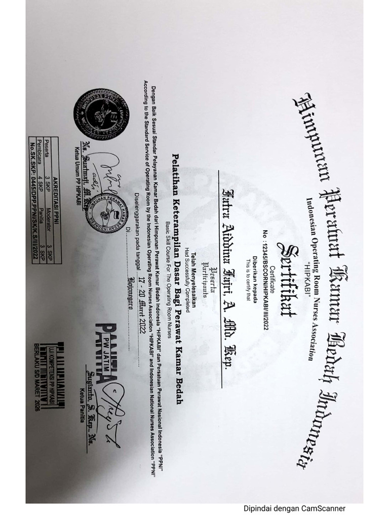 Sertifikat HIPKABI BSCorn | PDF