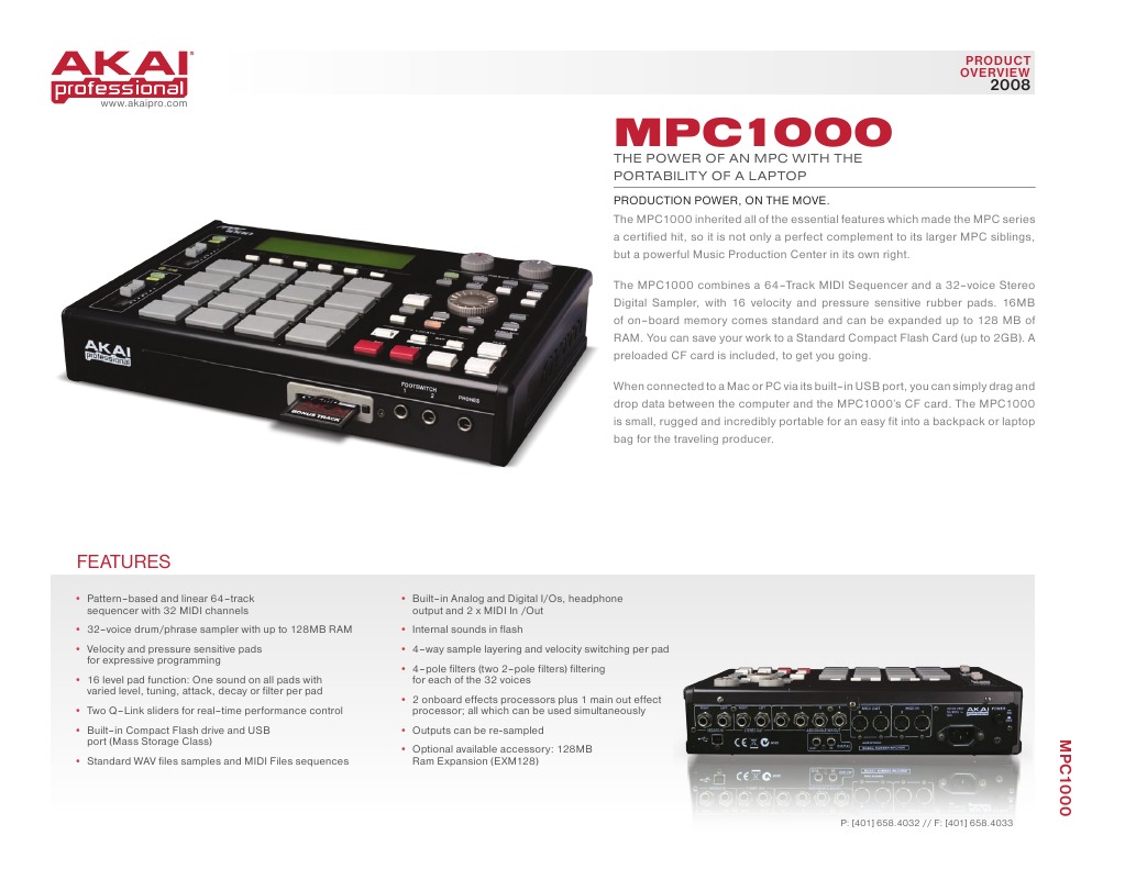 Mpc1000 2008 Akai Product Overview | PDF