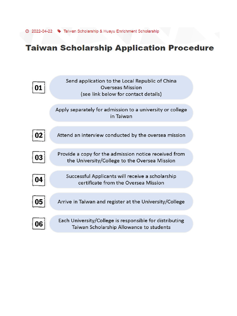 R4 Taiwan Scholarship Application Process Taiwan Scholarship | PDF
