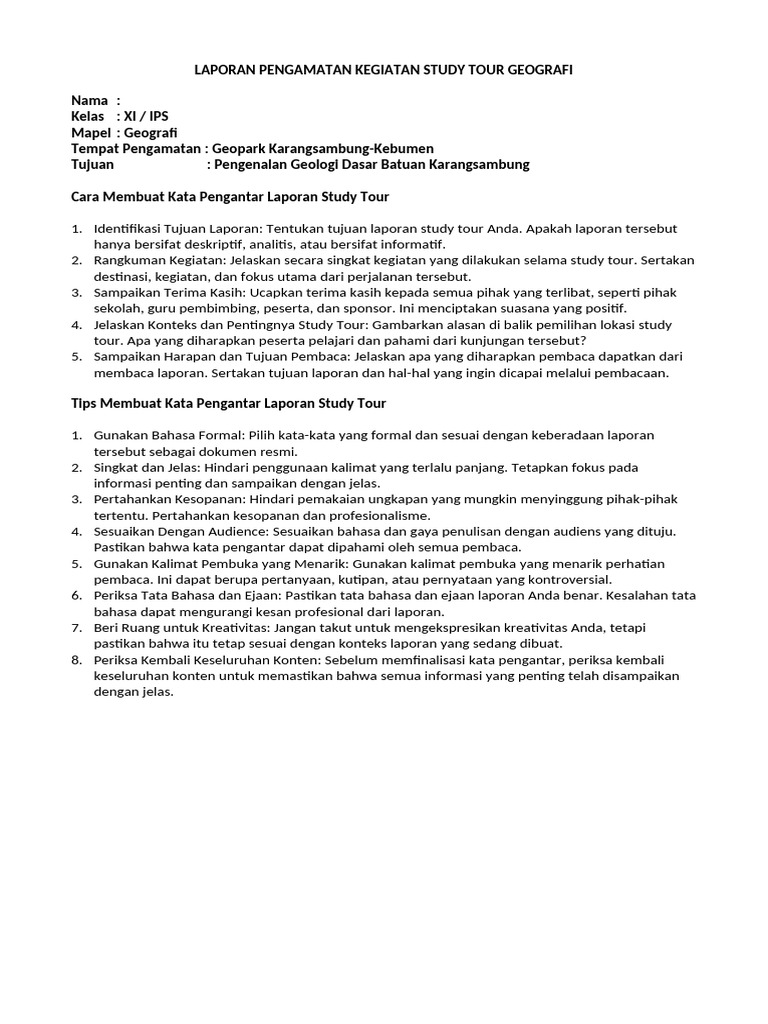 Laporan Study Tour | PDF