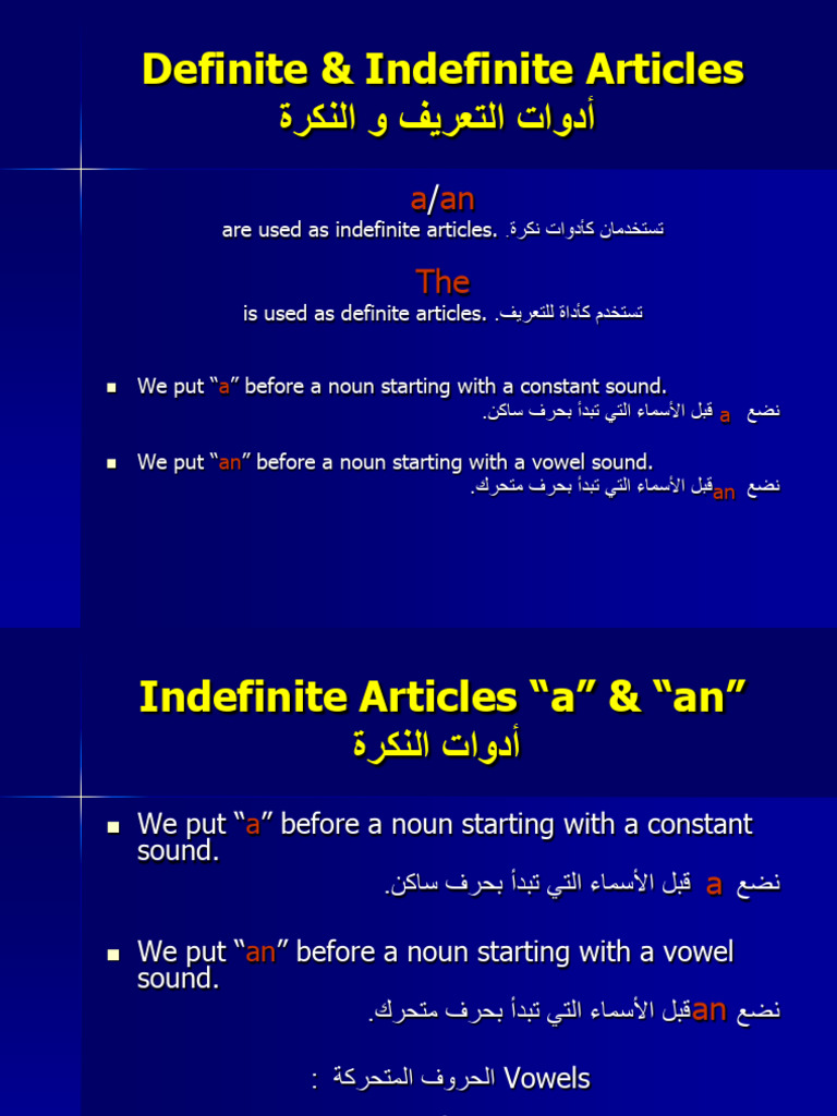 Definite Indefinite Articles | PDF