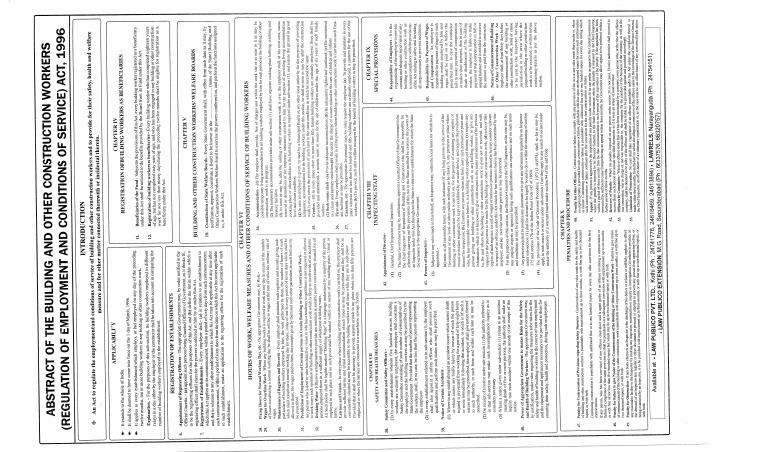 Abstract of BOCW Act 1996 | PDF