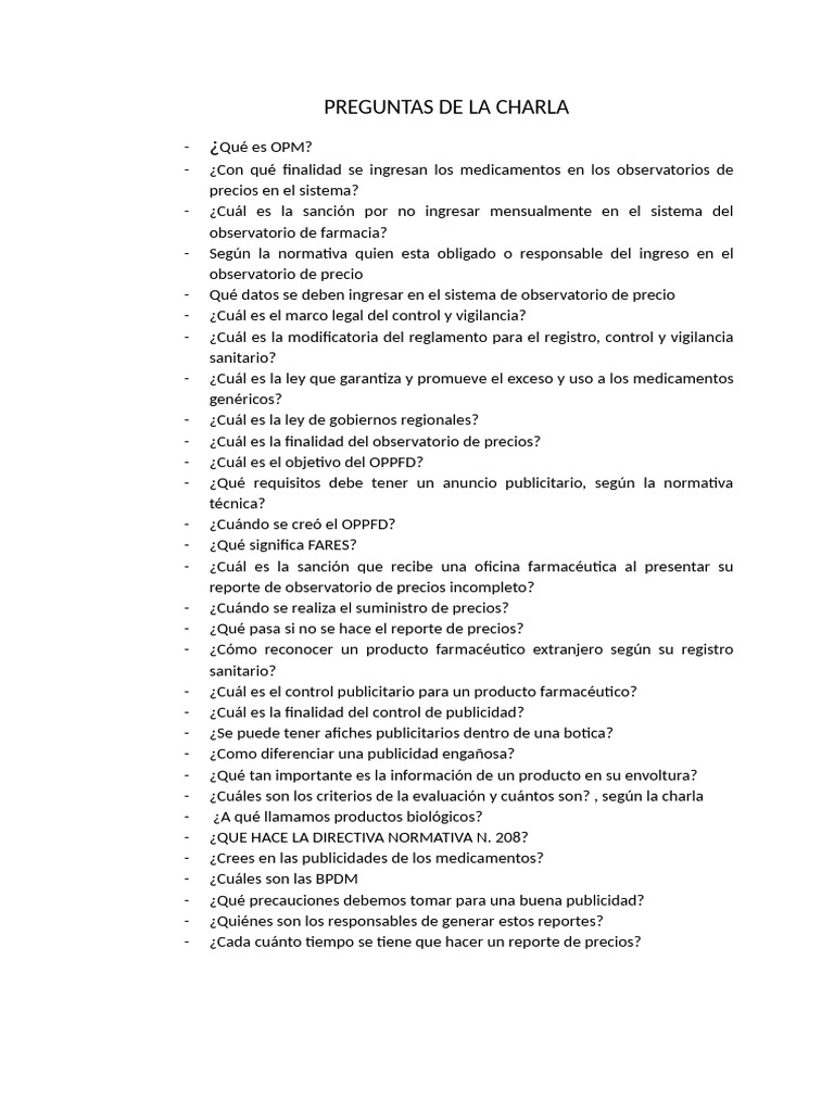 Preguntas de La Charla | PDF