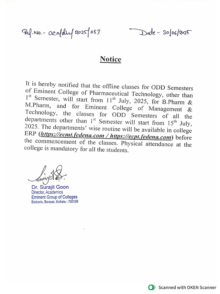 Class Starting Notice | PDF