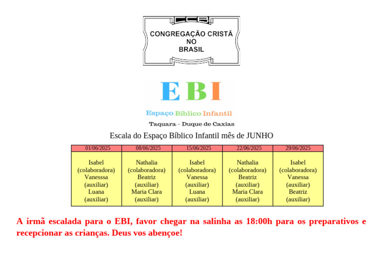 Escala Ebi Junho | PDF