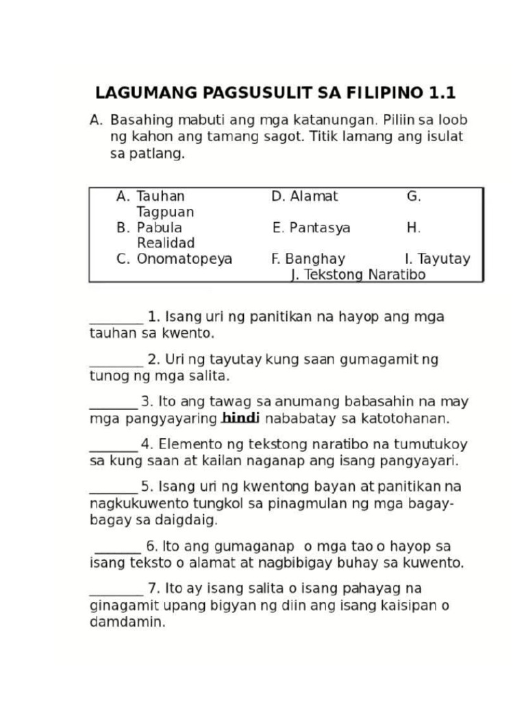 Document (Filipino 4) Activity | PDF