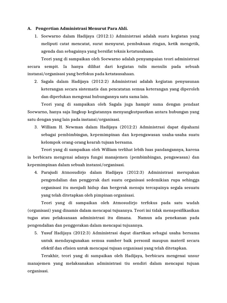 Pengertian Administrasi Dan Manajemen Menurut para Ahli | PDF