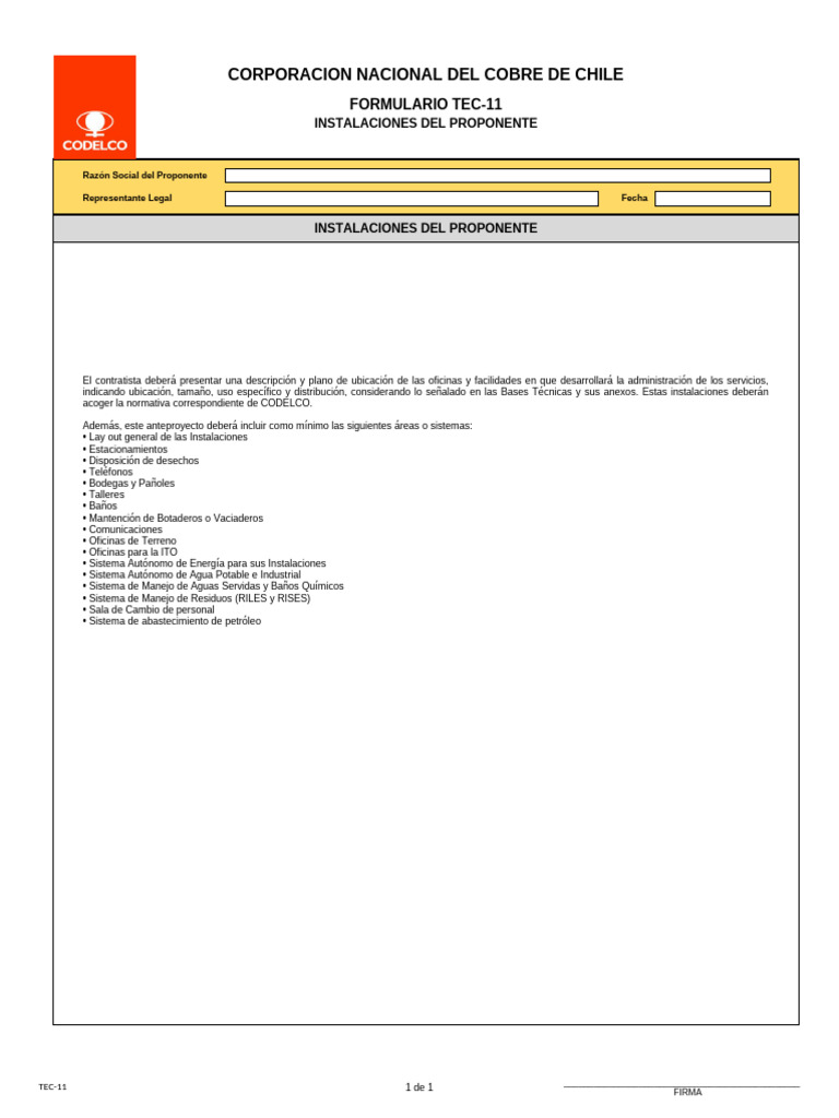 Tec-11 Instalaciones Del Proponente | PDF