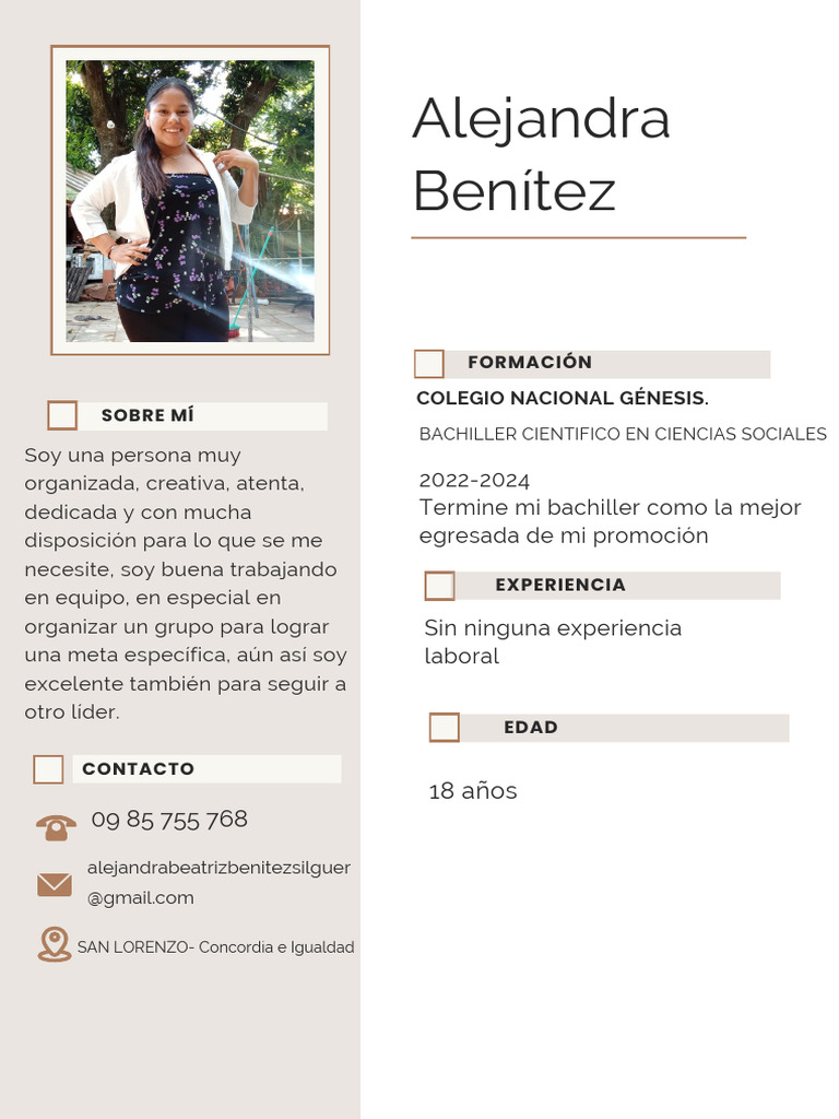 Currículum de Alejandra Beatriz Benítez Silguero - 20250602 - 115952 - 0000 | PDF