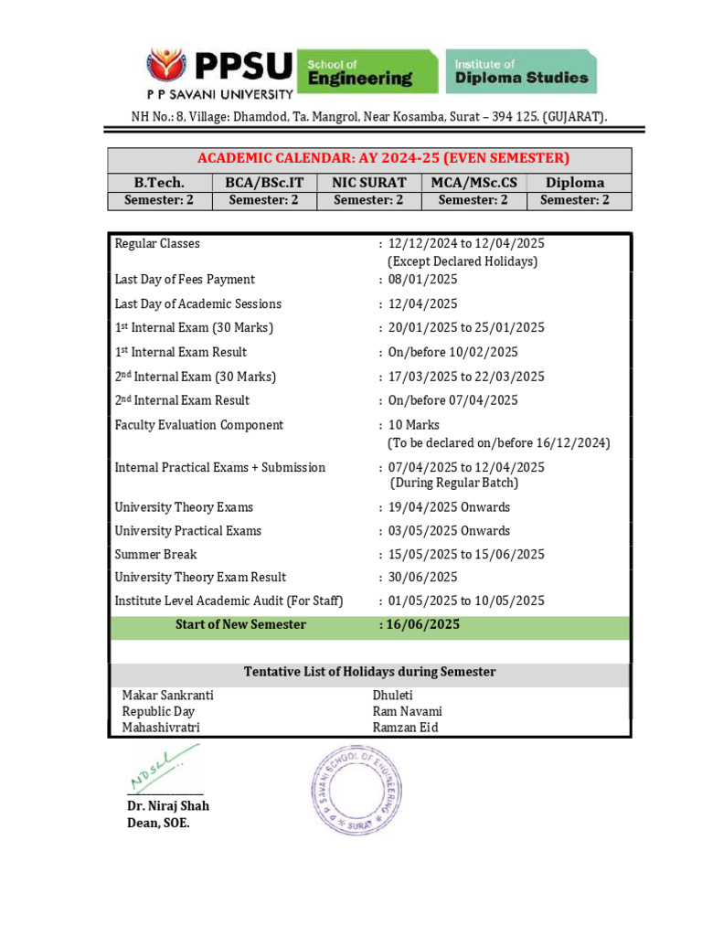 Ay 2024-25 - Academic Calendar - Sem 2 - 4 - 6 - 8 | PDF | Academic ...