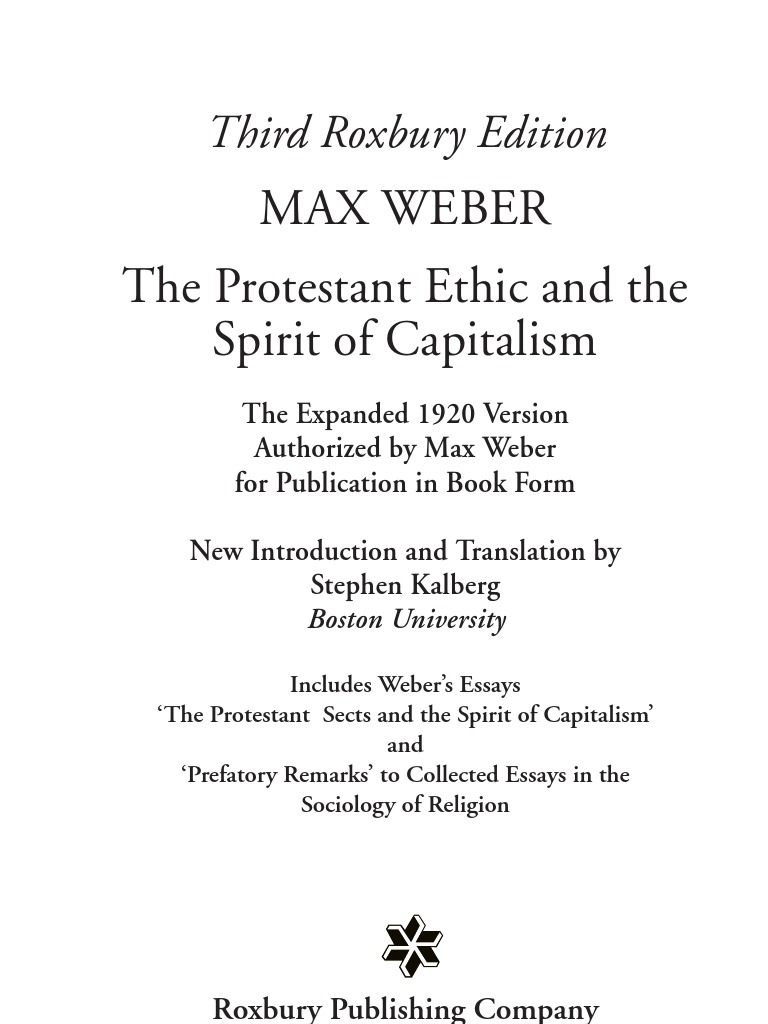 Max Weber The Protestant Ethic and The Spirit of Capitalism: Third ...