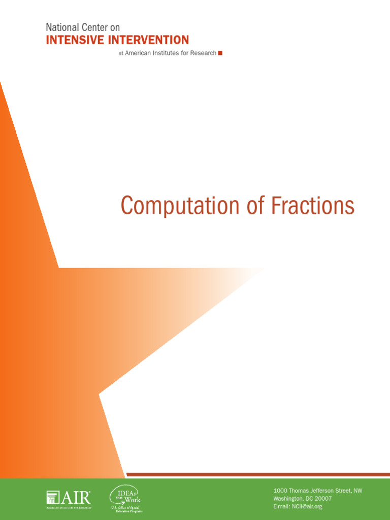 Computation of Fractions Addition Subtraction Multiplication Division ...