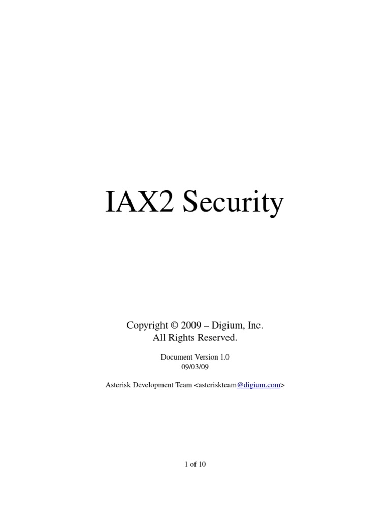 IAX2 Security | PDF | Communications Protocols | Ip Address