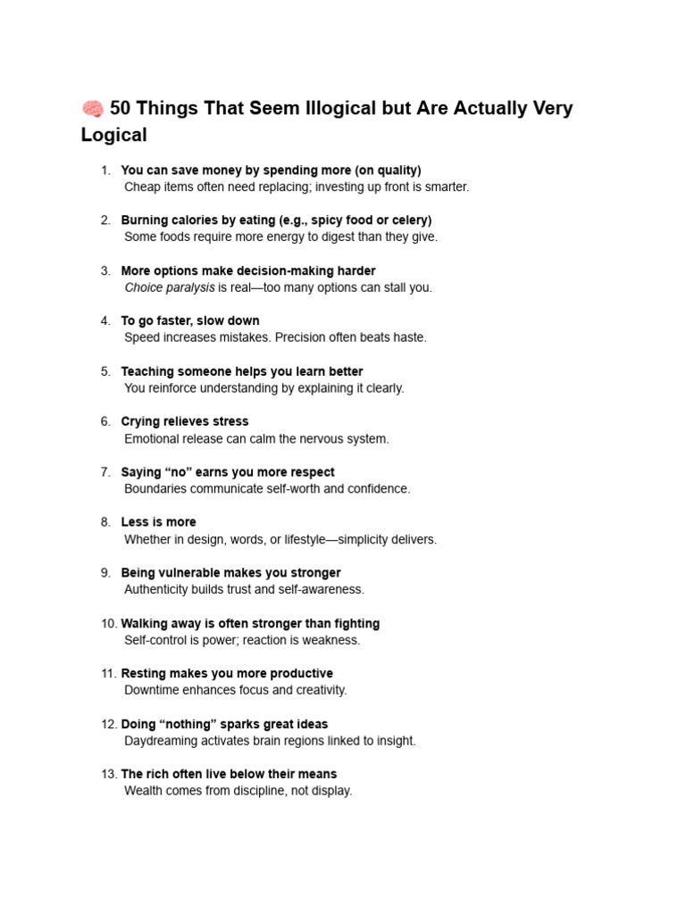 Things That Seem Illogical But Logical | PDF | Psychology | Behavioural ...