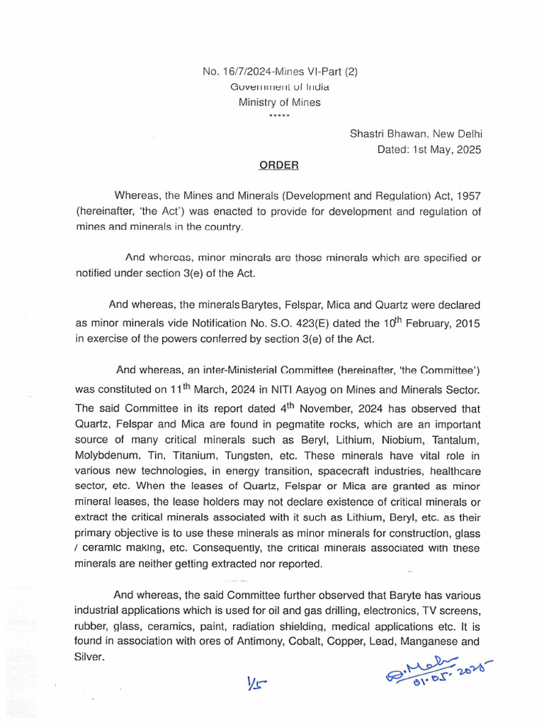 Order Dated 01.05.2025 Under Section 20A of MMDR Act | PDF