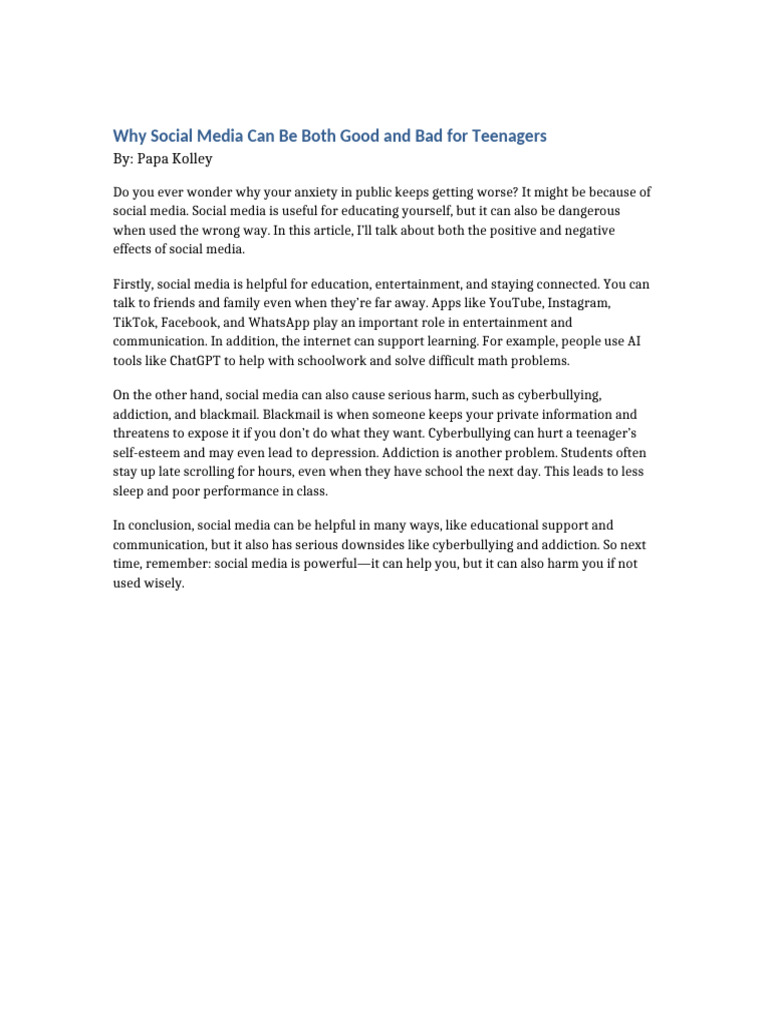 Social Media Article With Paragraphs | PDF