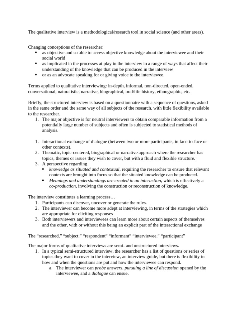 Qualitative Interviewing Methods Explained Pdf Interview