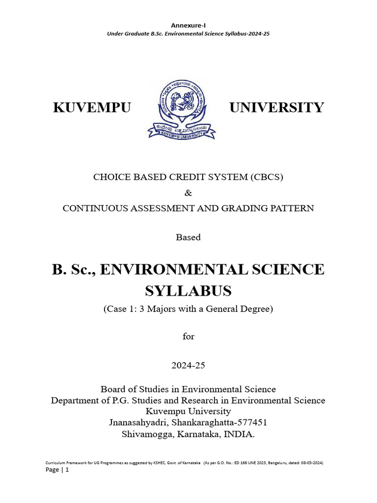 Ug Environmental Science Syllabus 2024 Final | PDF | Ecosystem | Climate