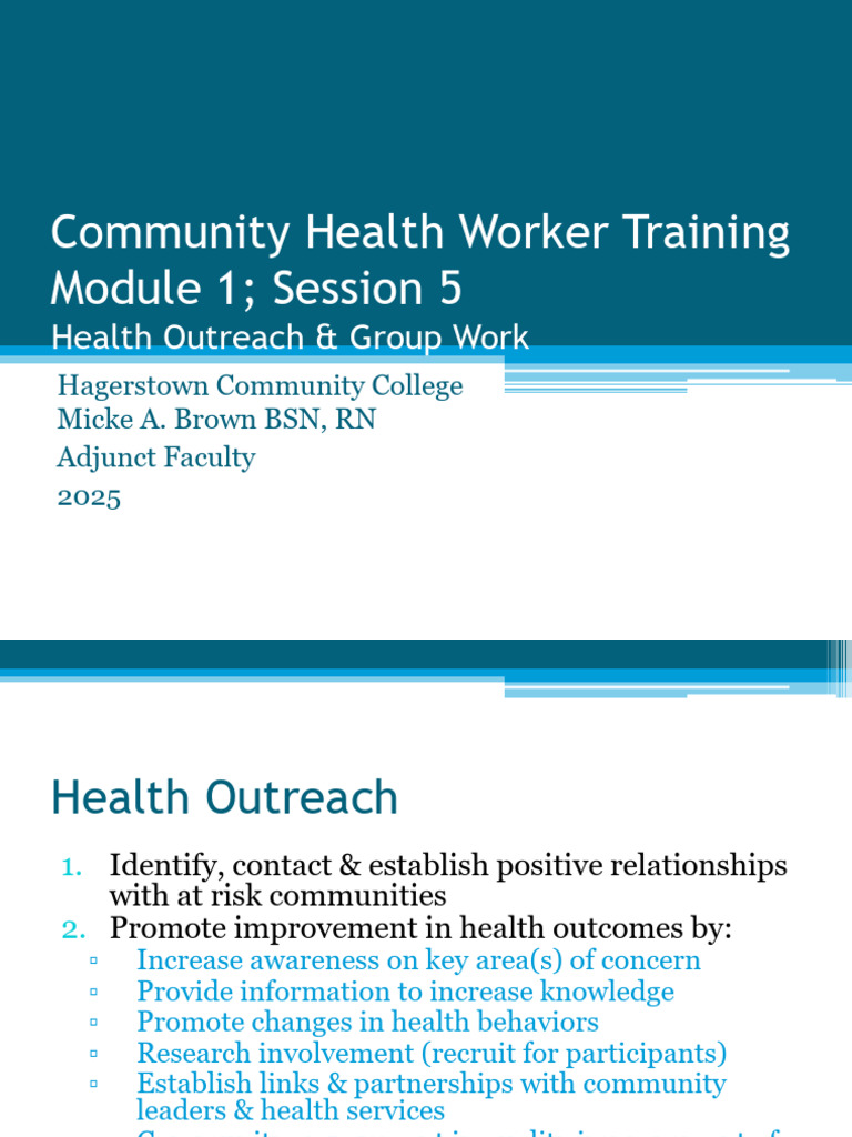 HCC Community Health Worker Training 2025 - Module 1 Session 5 | PDF | Occupational Burnout ...