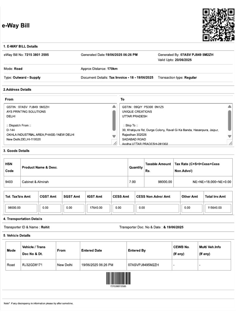 EWay Bill | PDF
