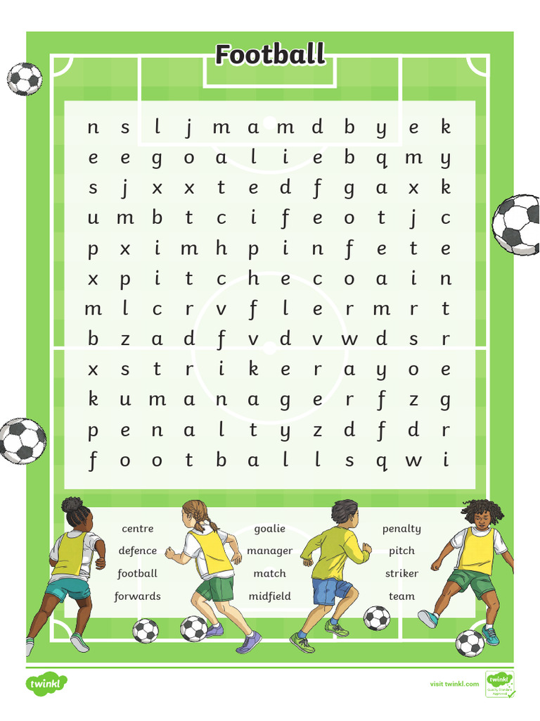 Word Search About Football With Anwser Key | PDF
