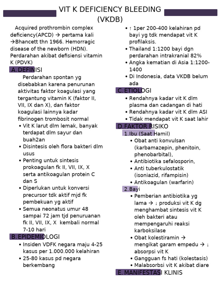 Vit K Deficiency Bleeding | PDF