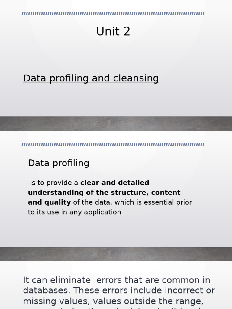 Unit 2 Data Profiling | PDF | Data | Databases