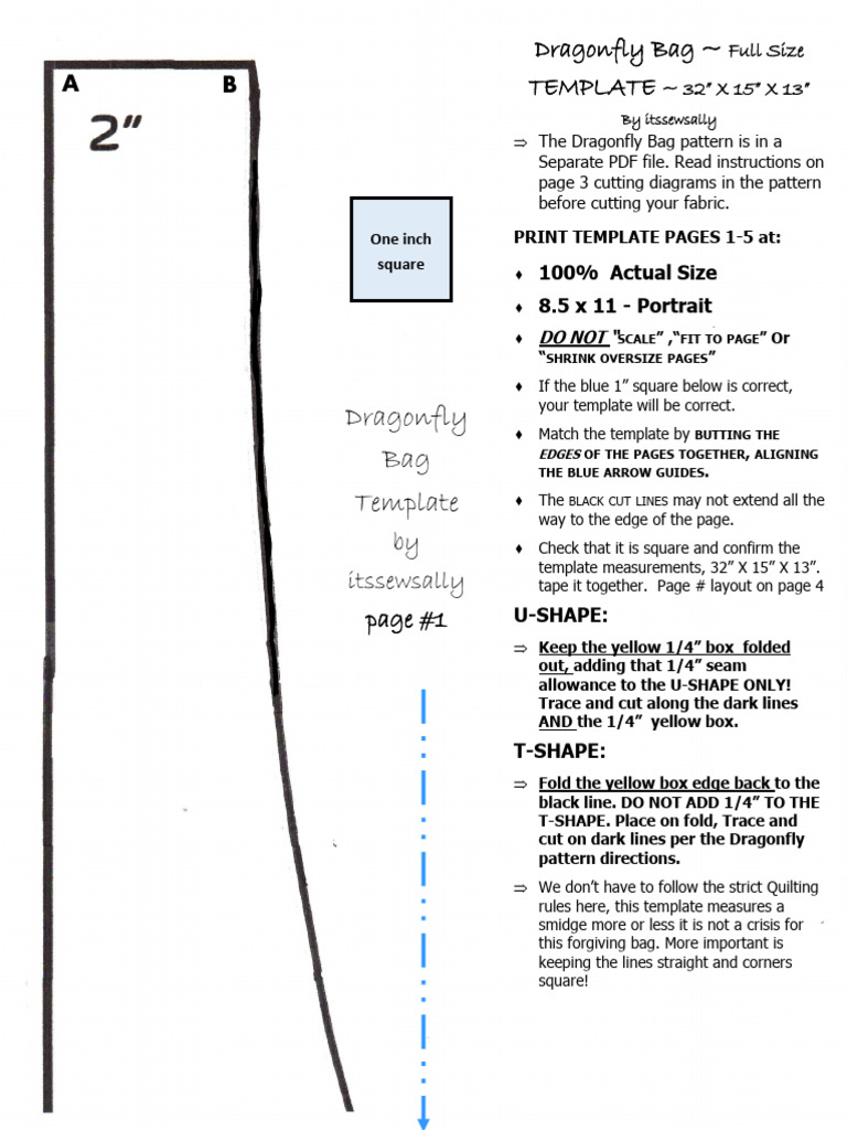 Dragonfly Bag Template Instructions | PDF
