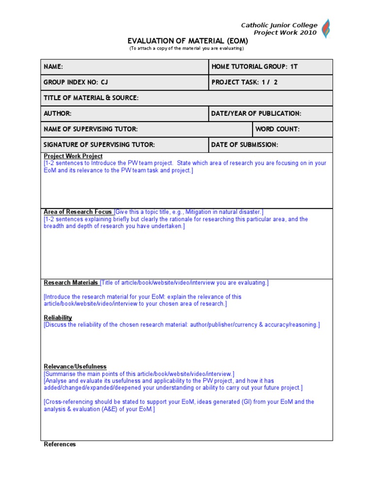Evaluation of Research Materials Guide | PDF