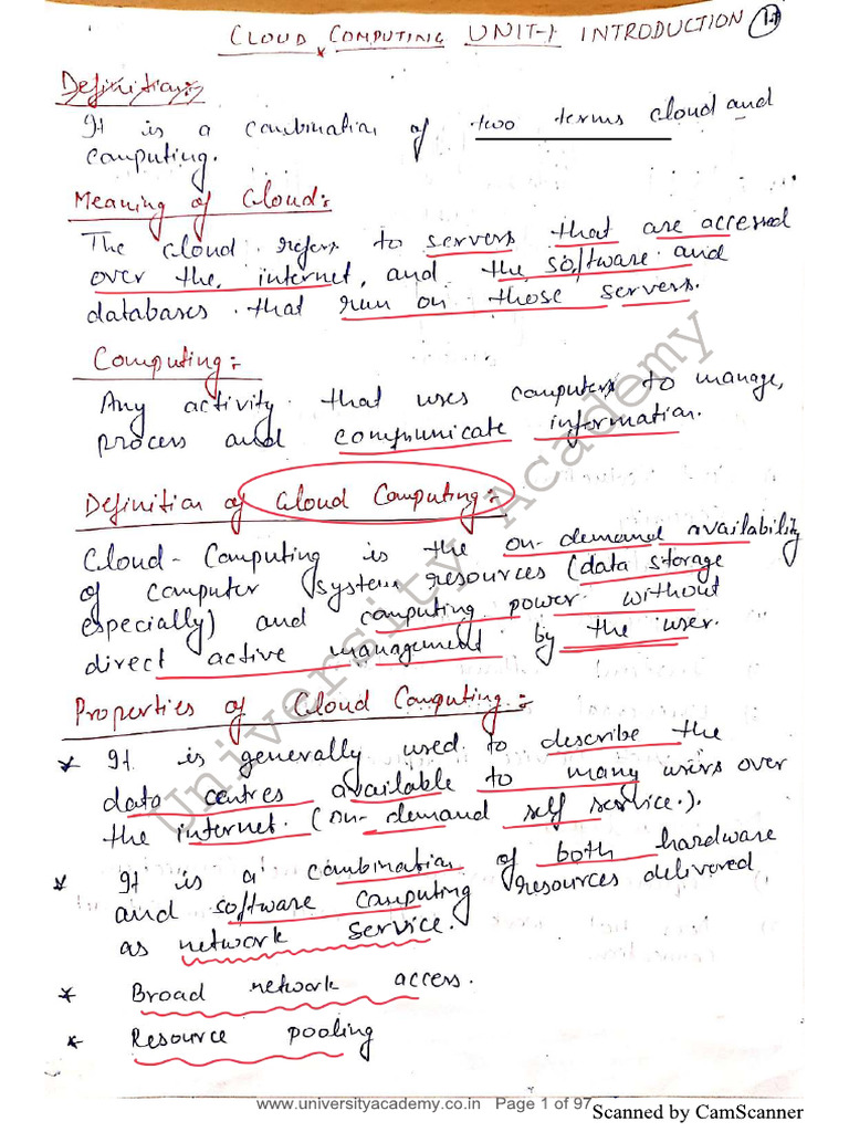 Cloud Computing Notes Unit 1 | PDF