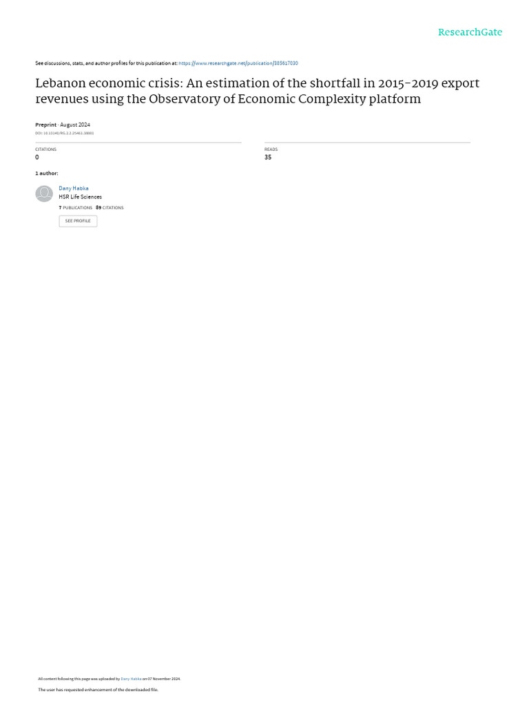 Lebanon Economic Crisis: An Estimation of The Shortfall in 2015-2019 ...