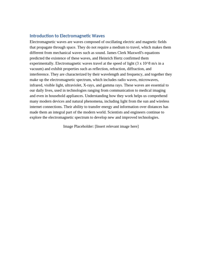 Electromagnetic Waves Project | PDF | Electromagnetic Spectrum | Electromagnetic Radiation
