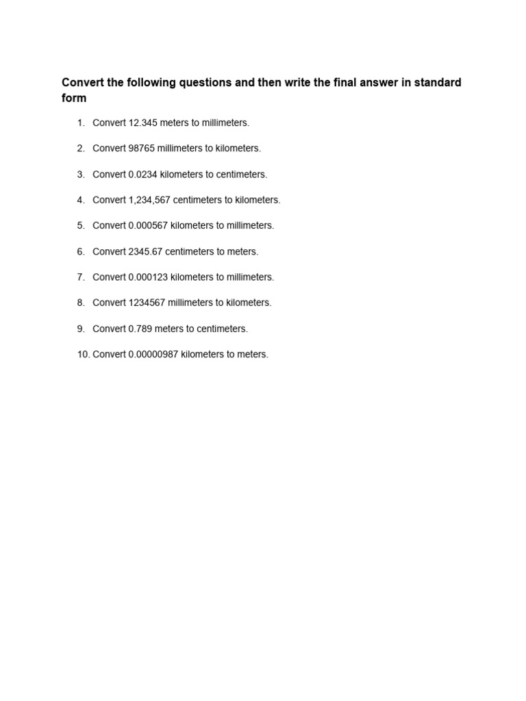 Unit Conversion Questions and Answers | PDF