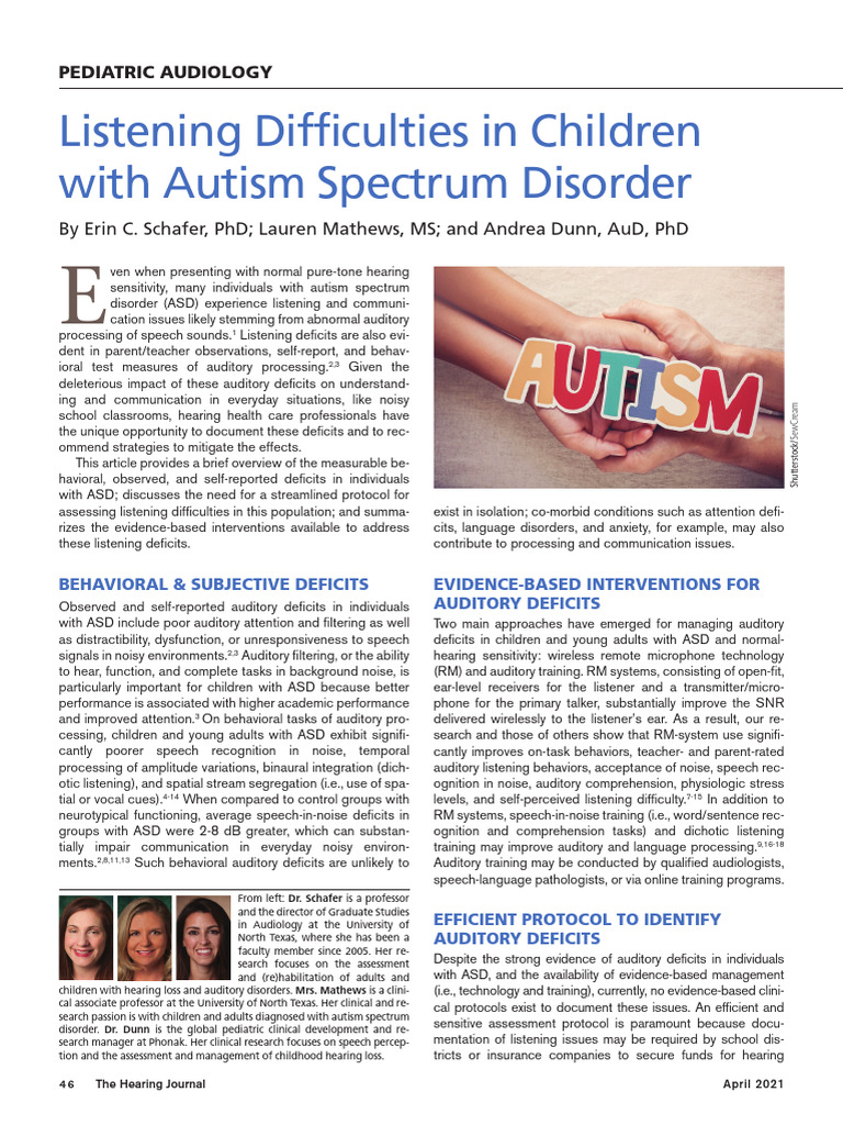 Auditory Challenges in ASD: Assessment & Interventions | PDF | Autism ...