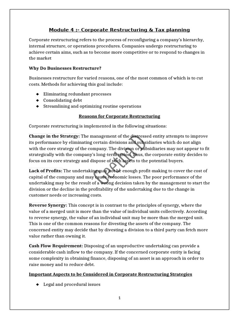 Tax Strategies in Corporate Restructuring | PDF | Expense | Taxes