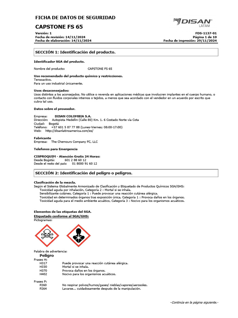 Capstone Fs 65 - Fds - Co | PDF