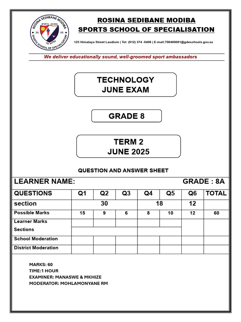 Technology June 2025 - Grade 8 Question + Answer Paper | PDF | Coal ...