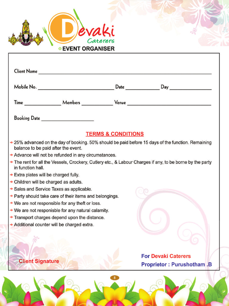 Veg Menu Devaki Caterers | PDF