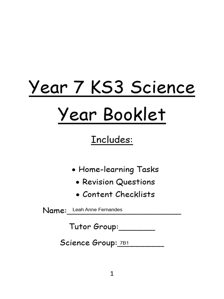Science Revision Booklet | PDF | Breathing | Planets