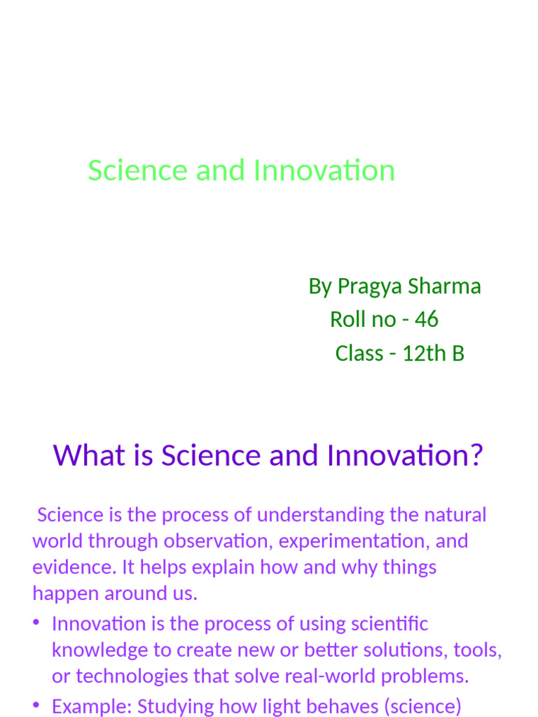 Science and Innovation PPT For Holiday Homework | PDF | Science | Physics
