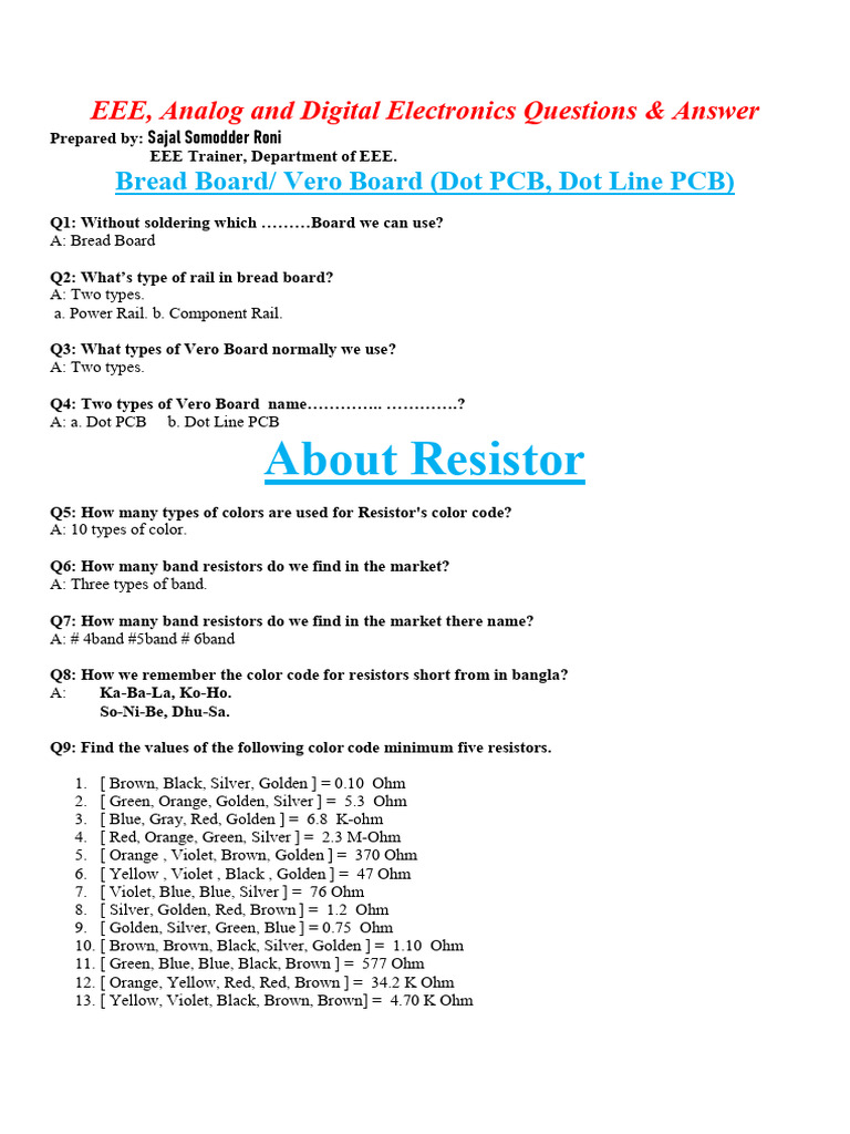 Questions and Answer For Digital Electronic | PDF | Field Effect Transistor | Mosfet