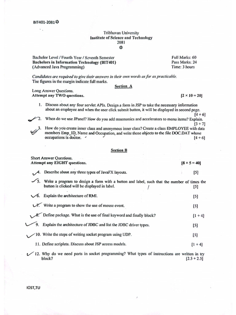 BIT401 Advanced Java Programming | PDF