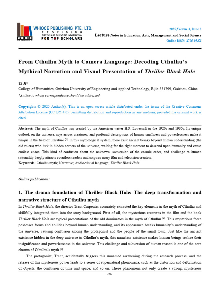 From Cthulhu Myth To Camera Language Decoding Cthulhu's Mythical ...