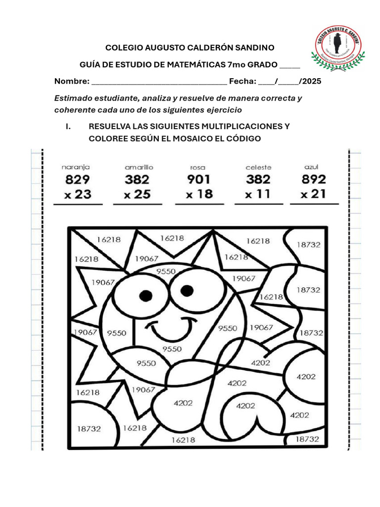Guía de Matemáticas 7mo A, B y C | PDF