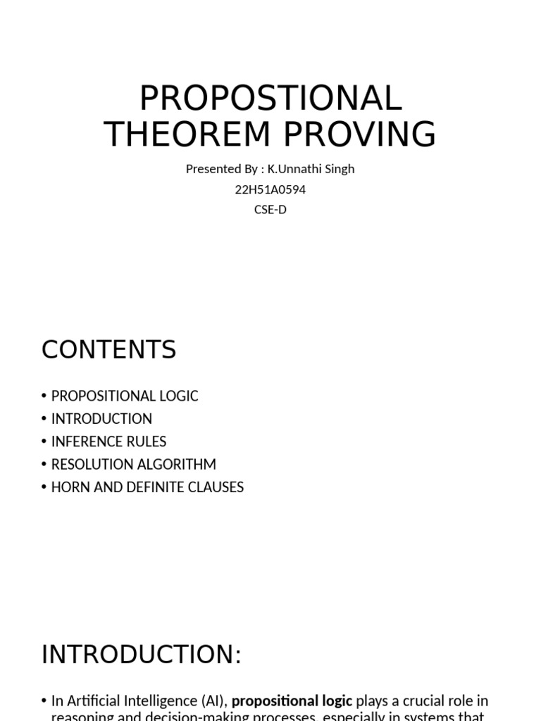 Propostional Theorem Proving Pdf Mathematical Logic Logic