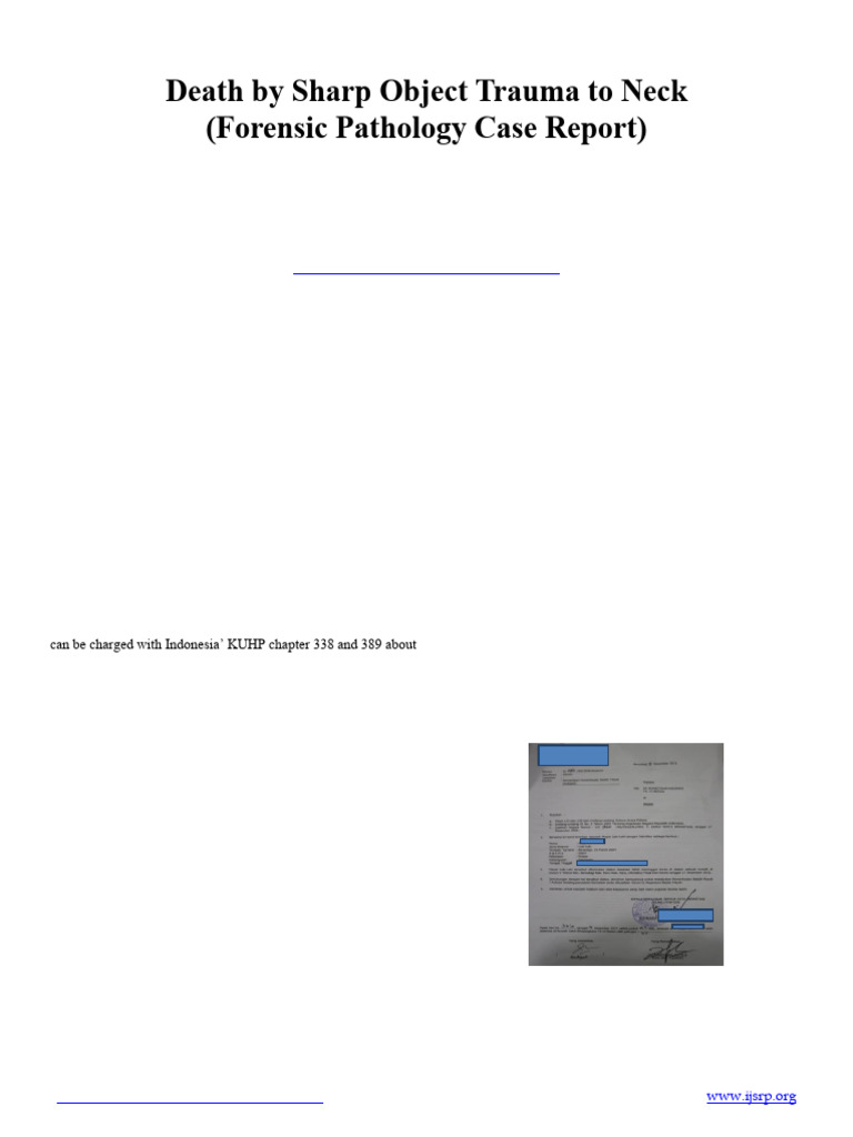 Death by Sharp Object Trauma To Neck Forensic Path | PDF | Common ...